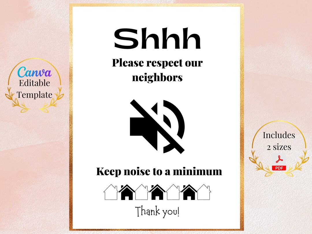 Airbnb Keep Quiet Template, Respect Neighbor, Edit With Canva, Airbnb ...
