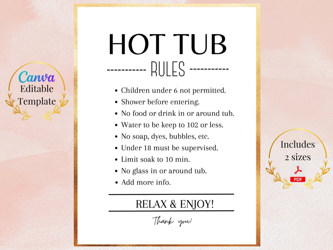 Airbnb Hot Tub Rules Template, Short Term Rental Printable, Airbnb ...