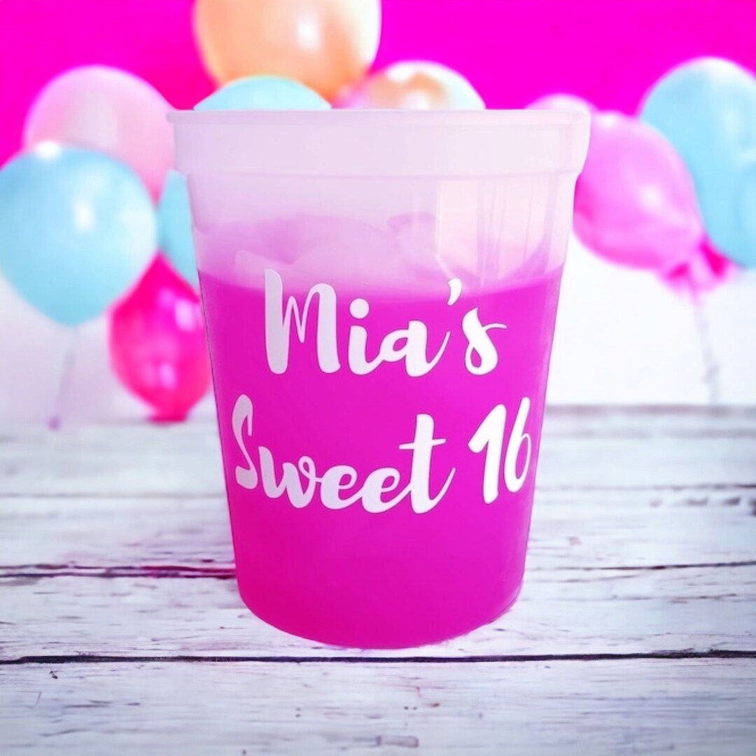Personalized Sweet 16 Color Changing Cup | 16th Birthday Party Cup ...