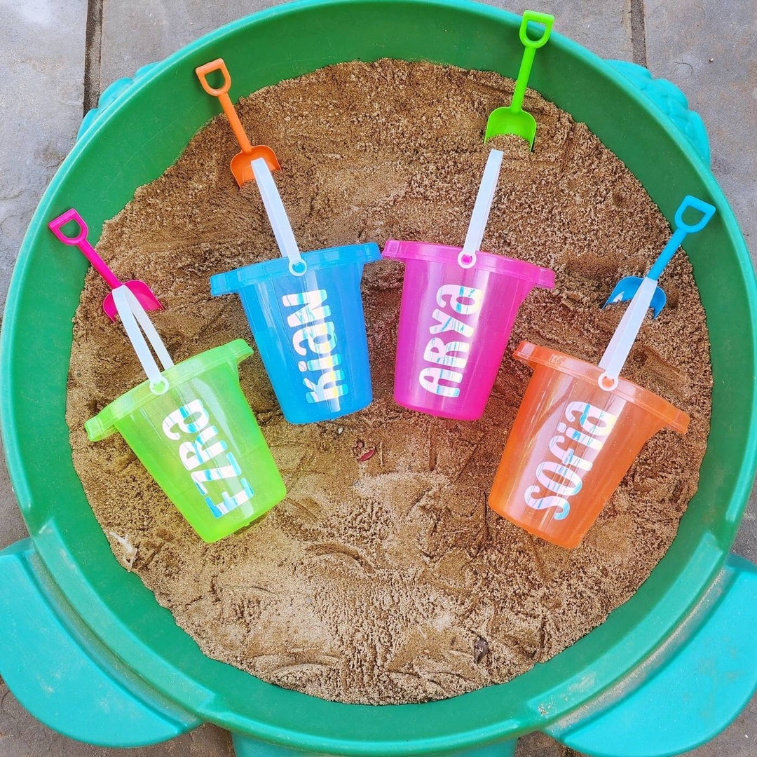 Personalized Glitter Beach Pail and Shovel Set | Toddler Sand Bucket ...
