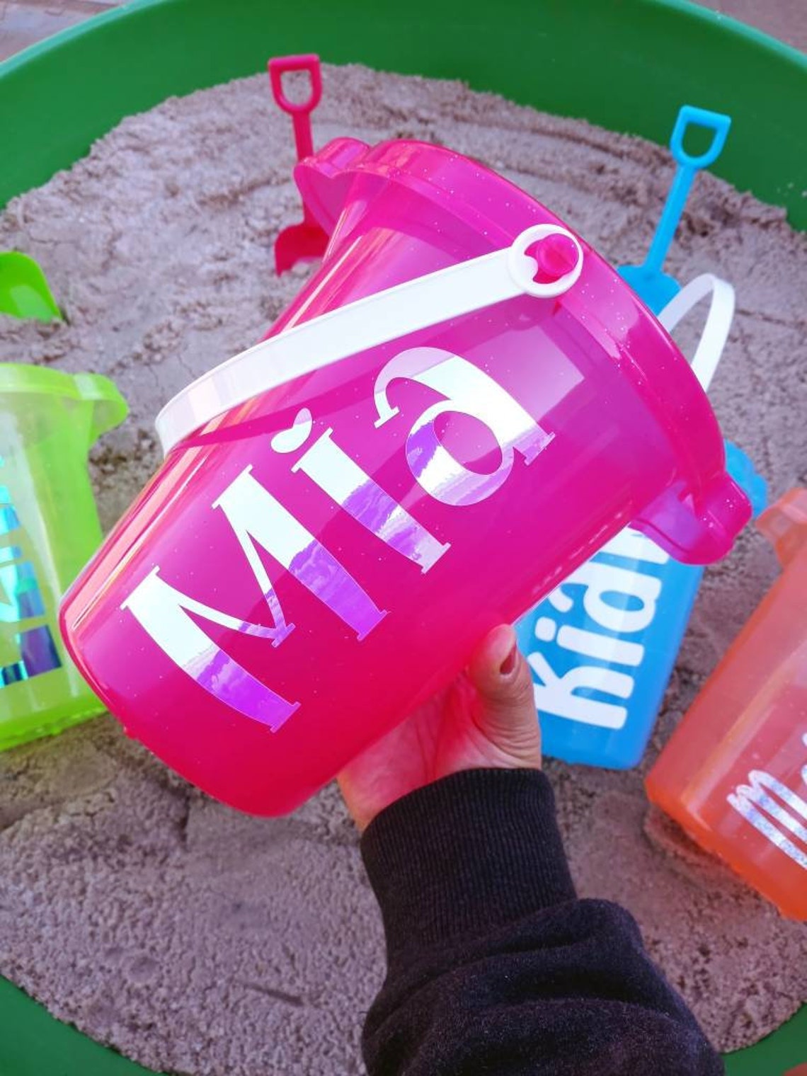 Personalized Glitter Beach Pail and Shovel Set Toddler Sand - Etsy