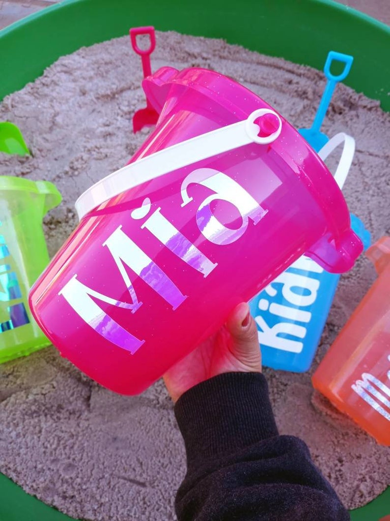 Personalized Glitter Beach Pail and Shovel Set Toddler Sand - Etsy