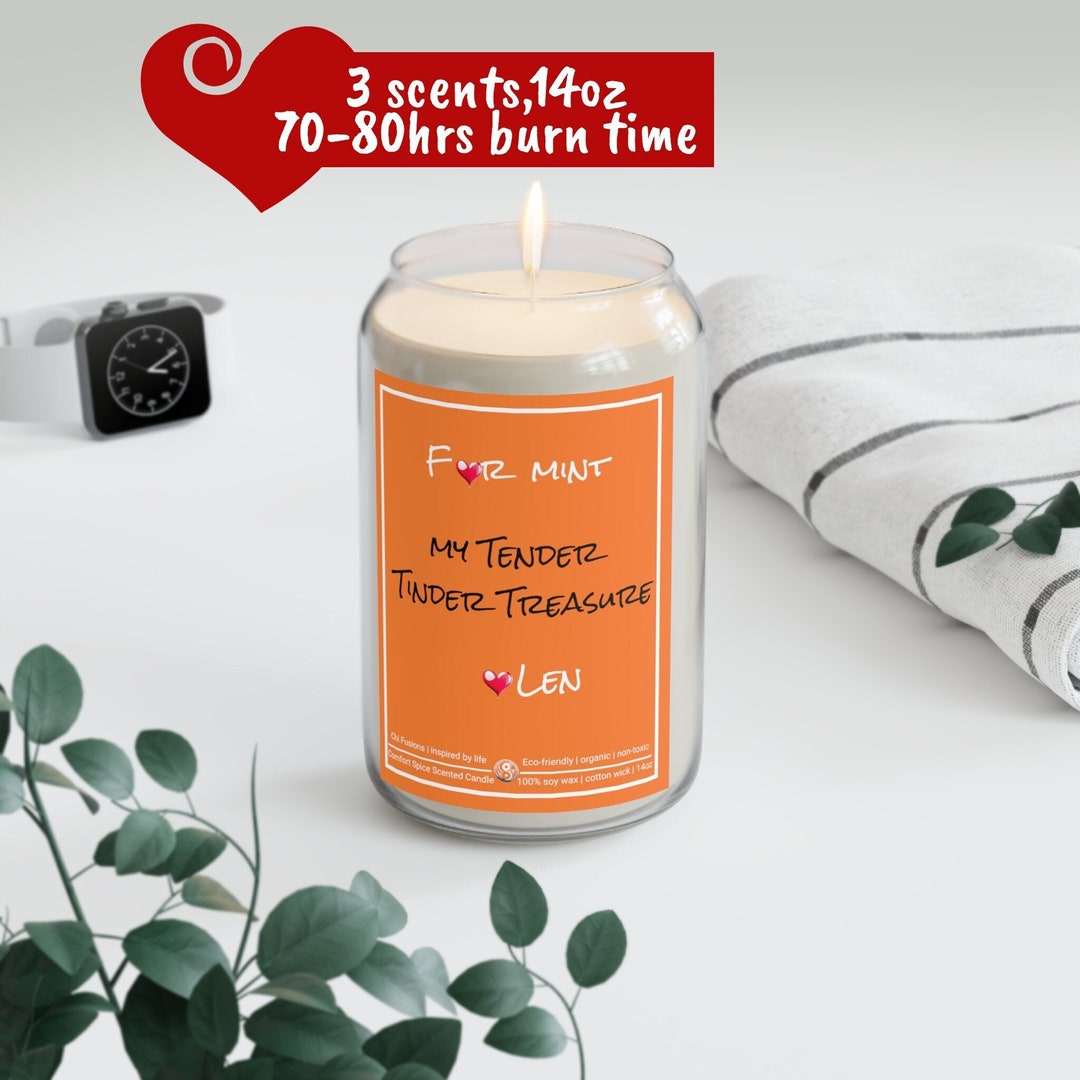 Personalized 14oz Glass Candle My Tender Tinder Treasure Valentine Day ...