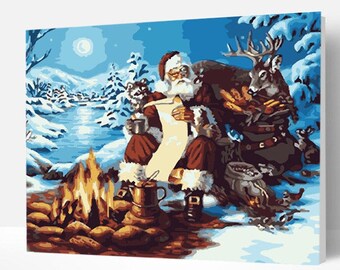 Paint by Number Santa Claus - Etsy