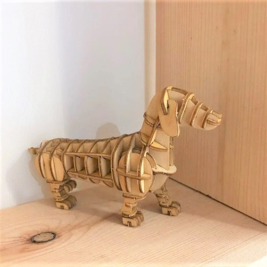 Dachshund 3D Wooden Puzzle Wood Dog Puzzle Kit Laser Cut 3D - Etsy