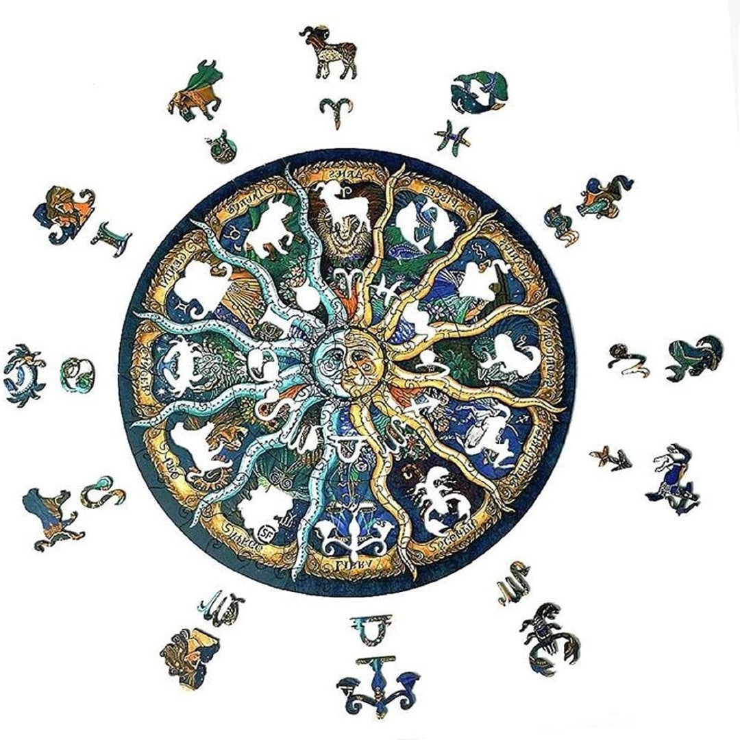 Zodiac Round Jigsaw Puzzle for Adults & Kids Zodiac Puzzle - Etsy