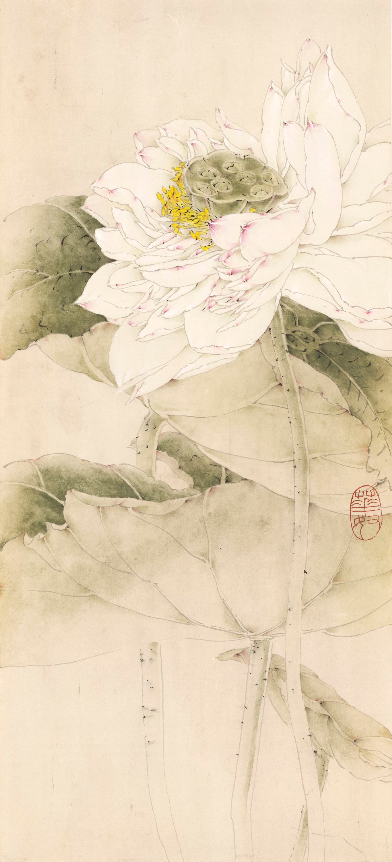 Lotus Scroll Wall Art for Home Lotus Watercolor Painting Original ...