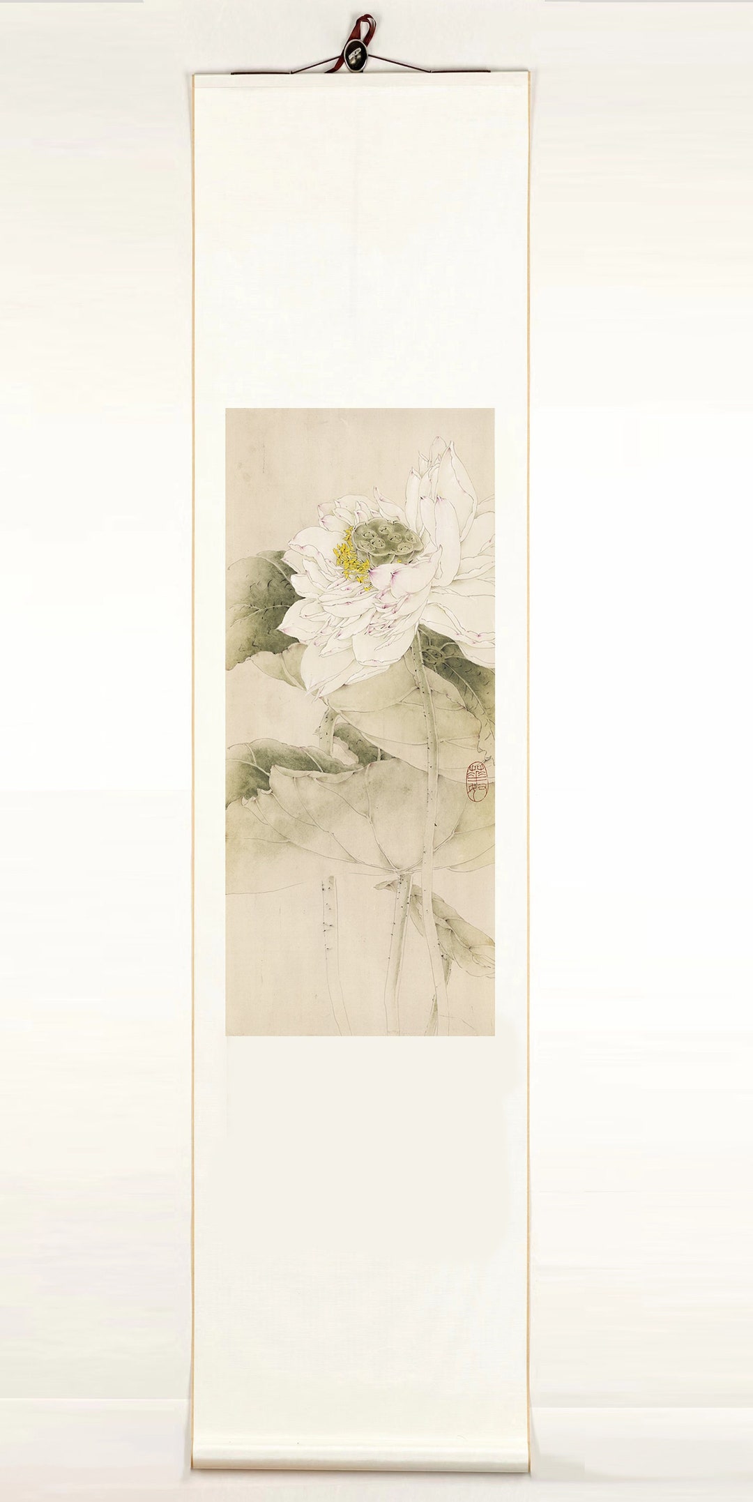 Lotus Scroll Wall Art for Home Lotus Watercolor Painting - Etsy