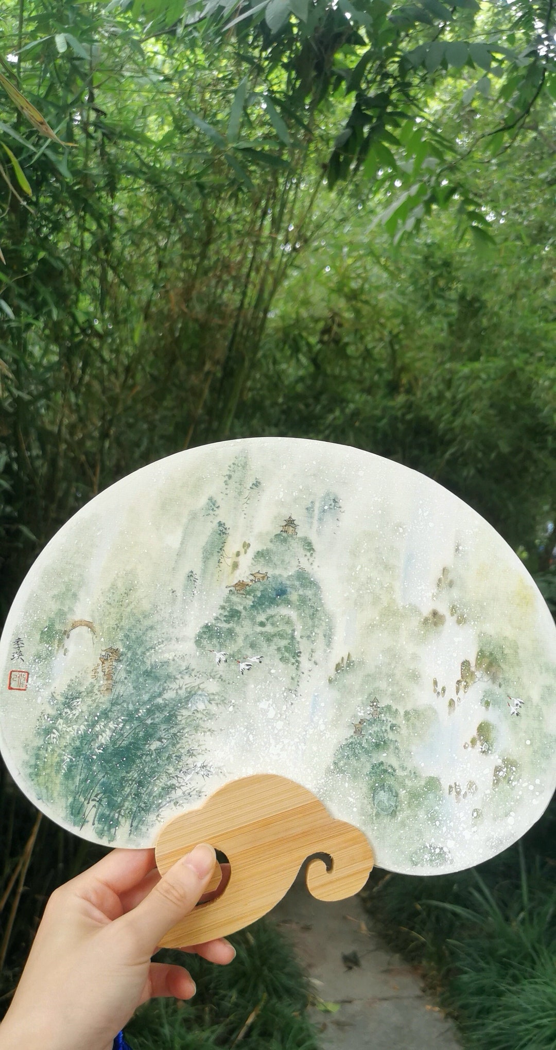 Original Hand-painted Fan Landscape Watercolor Fan Chinese Handmade Fan ...