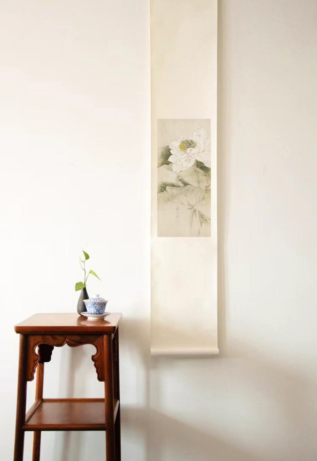 Lotus Scroll Wall Art for Home Lotus Watercolor Painting Original ...