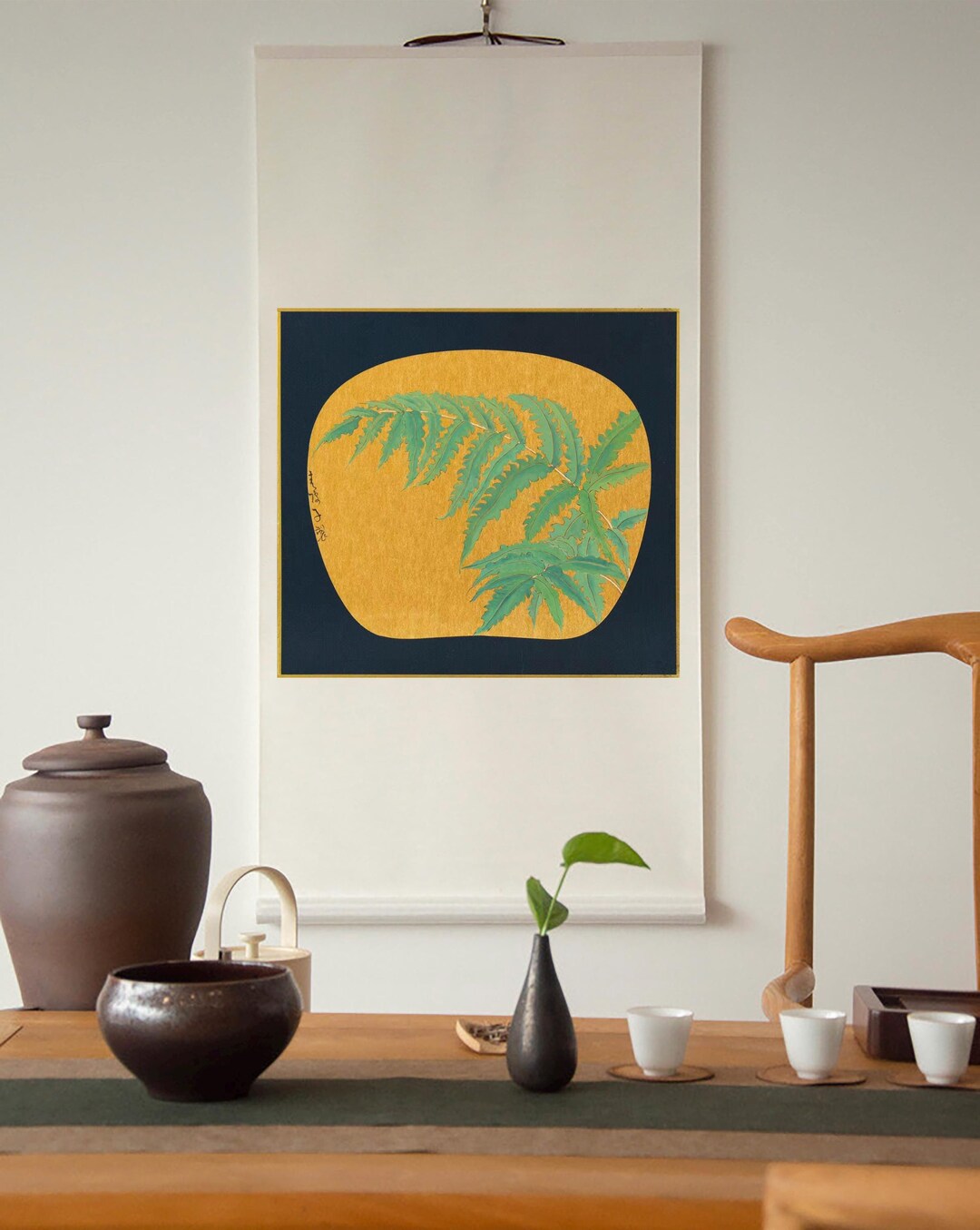 Fern Wall Scroll: Greenery Art Print, Zen Japanese Hanging - Etsy