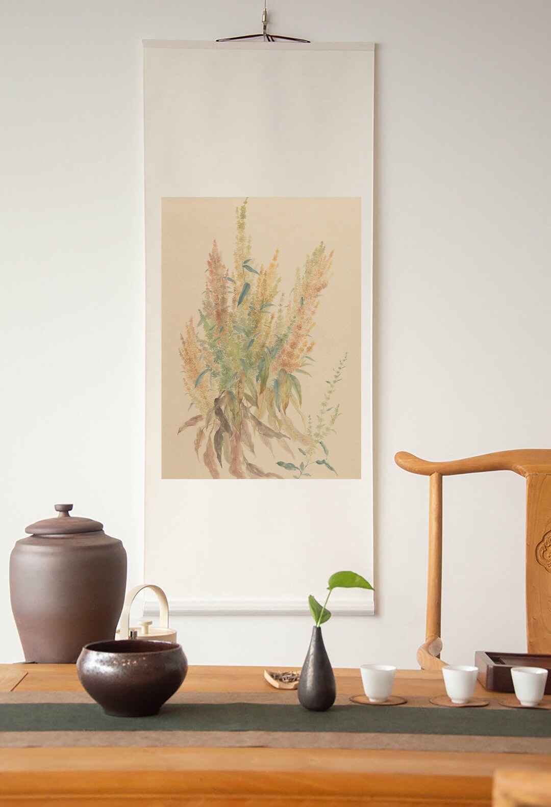 Original Wild Grass Scroll Zen Wall Art Zen Hanging Original Scroll Art ...