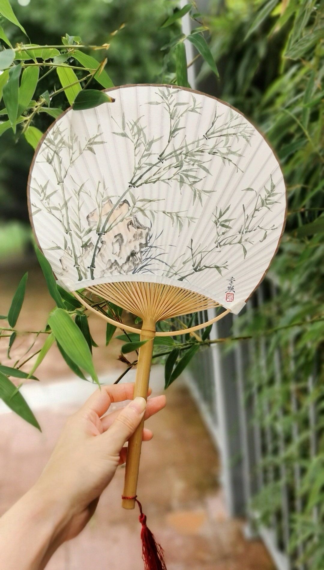 Bamboo Hand-painted Fan Original Chinese Bamboo Hand Fan Bamboo Art ...