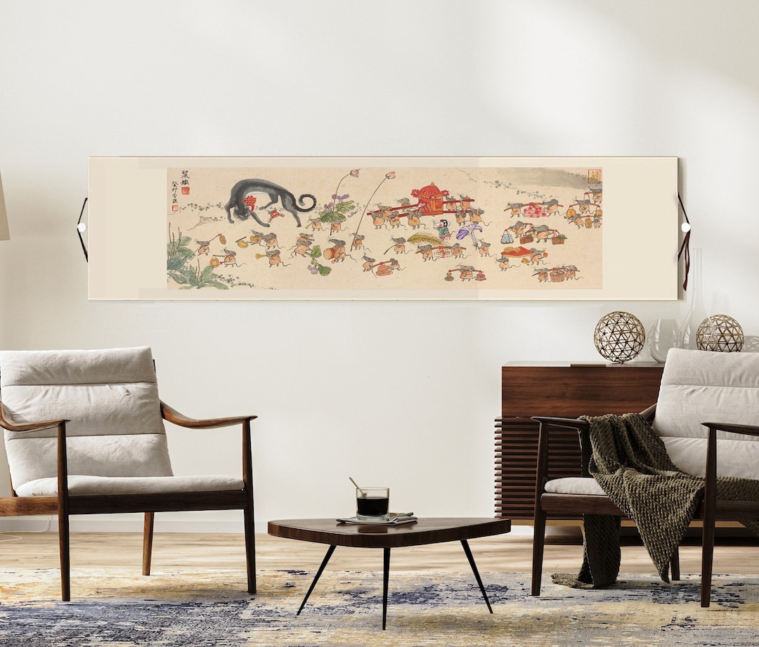 Folk Horizontal Wall Scroll Japanese Wall Art Chinese Scroll Wall ...
