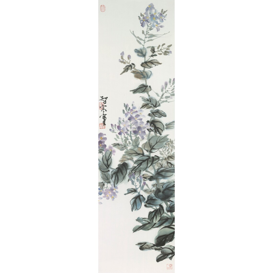 Greenery Wall Scroll for Living Room Purple Flower Scroll - Etsy