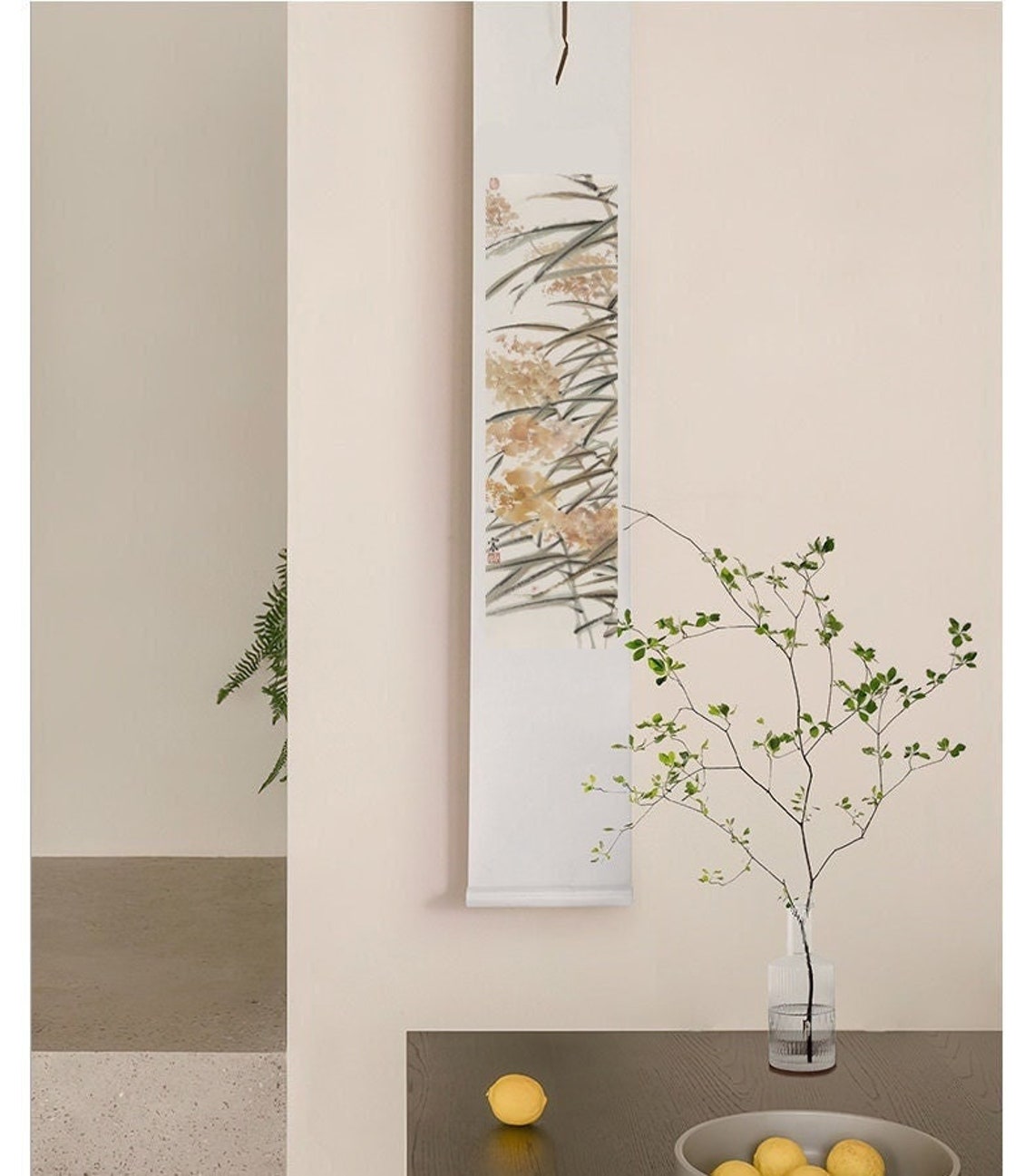 Scroll Wall Art for Entryway Reeds Scroll Painting Watercolor - Etsy