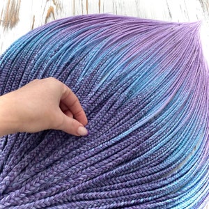 Double Ended Smooth Braids Full Set Purple Blue Lavender and Mint ...