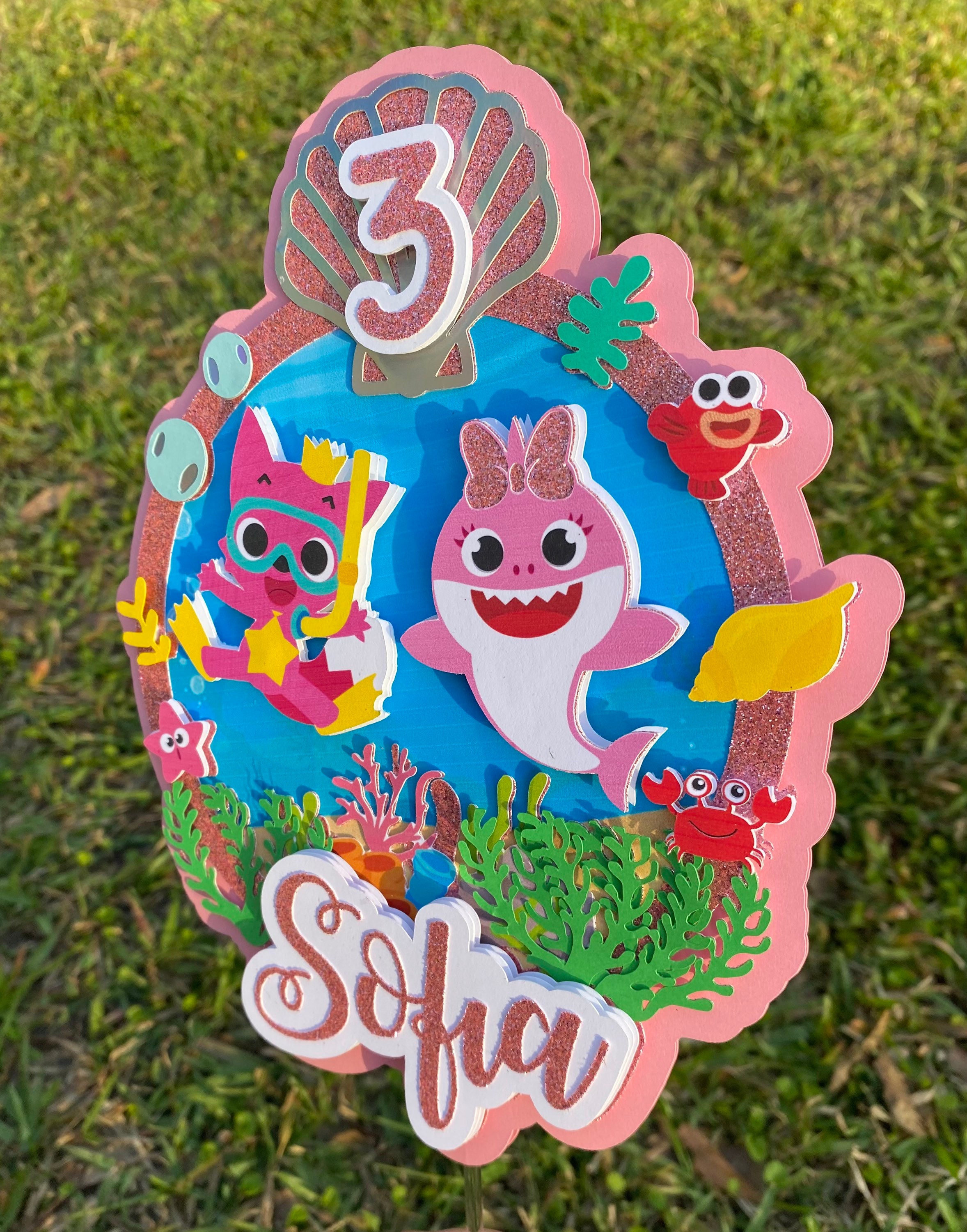 Baby Shark cake topper / baby shark girl cake topper / baby - Etsy España