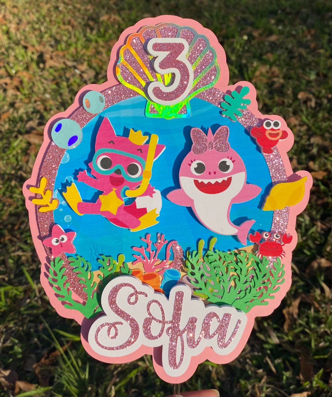 Baby Shark cake topper / baby shark girl cake topper / baby - Etsy España