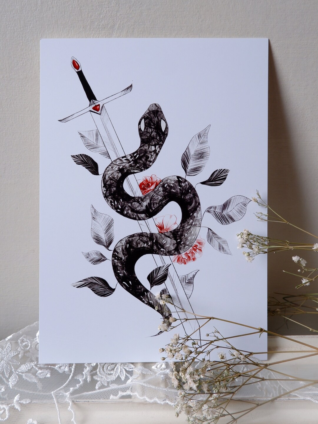Serpentine Art Print A5 Illustration Wall Art - Etsy