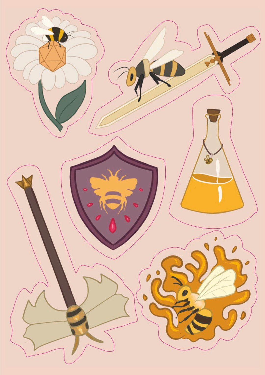 Eerie Bee Sticker Sheet | Dungeons and Dragons | Stickers for Dice ...