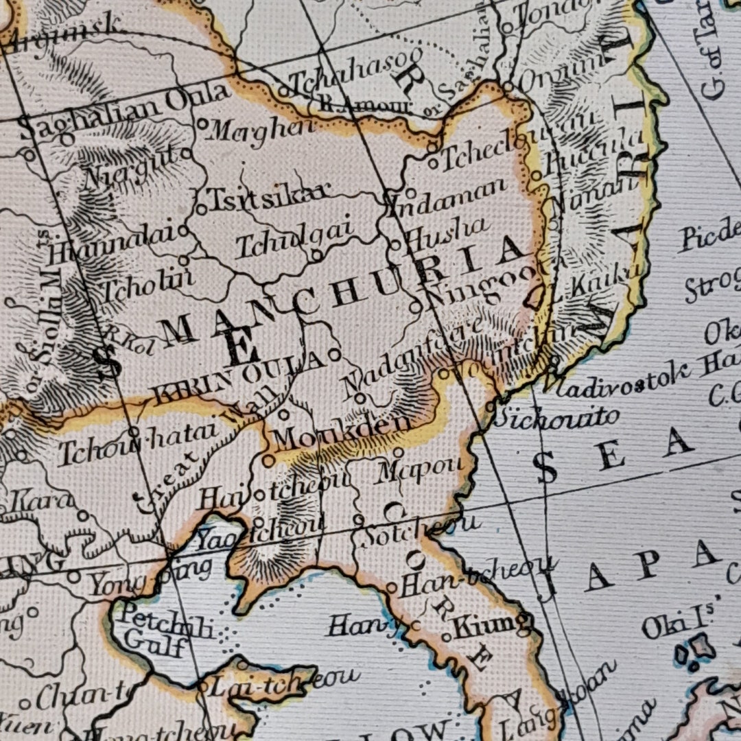 Vintage Map of Asia Late 1890s - Etsy