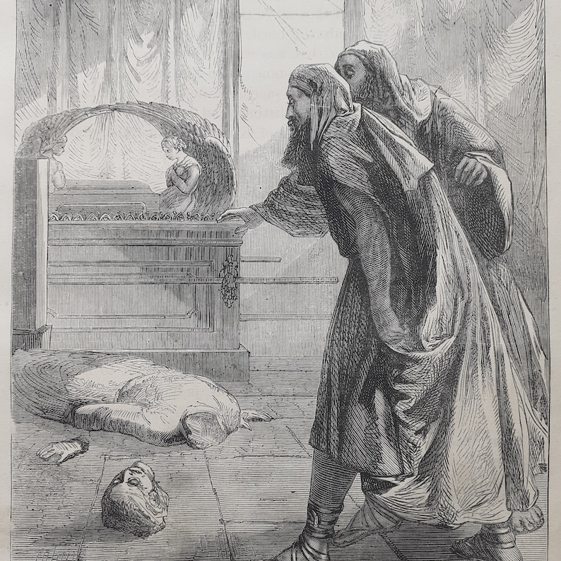 The Fall of Dagon – Vintage Victorian Bible Print – Religious Print ...