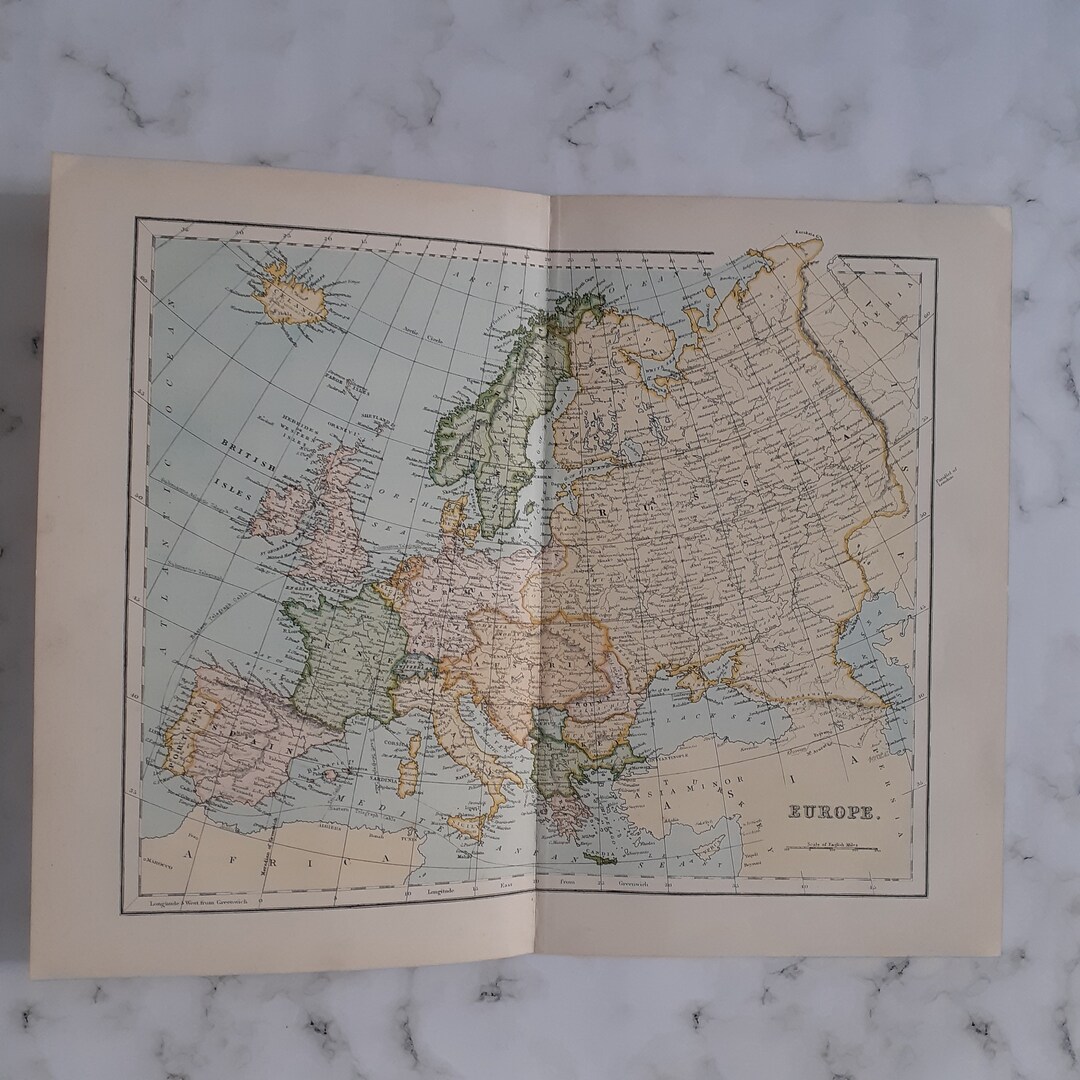 Vintage Map of Europe, Ca 1900s, Victorian Map From Vintage ...