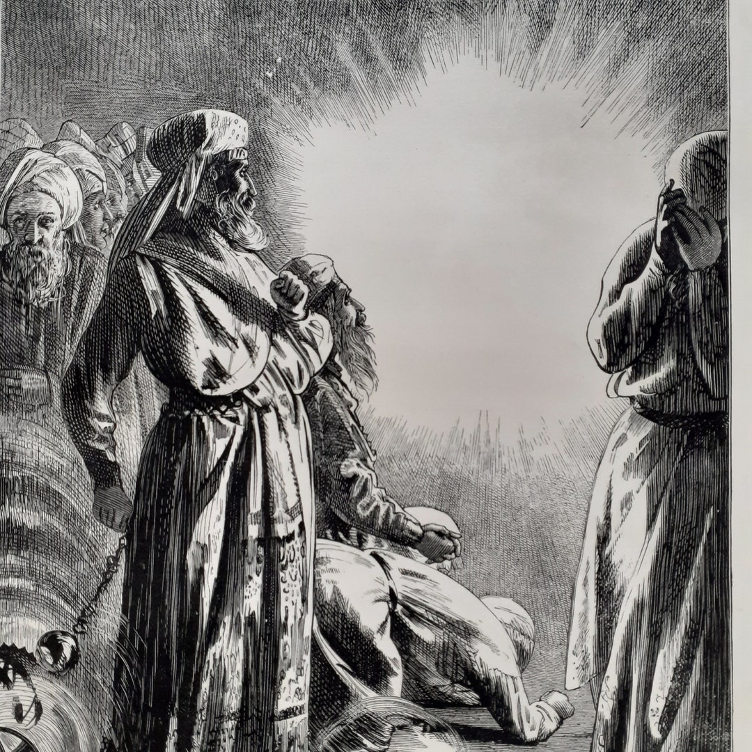 Moses and Aaron Interceding for Korah – Vintage Victorian Bible Print ...