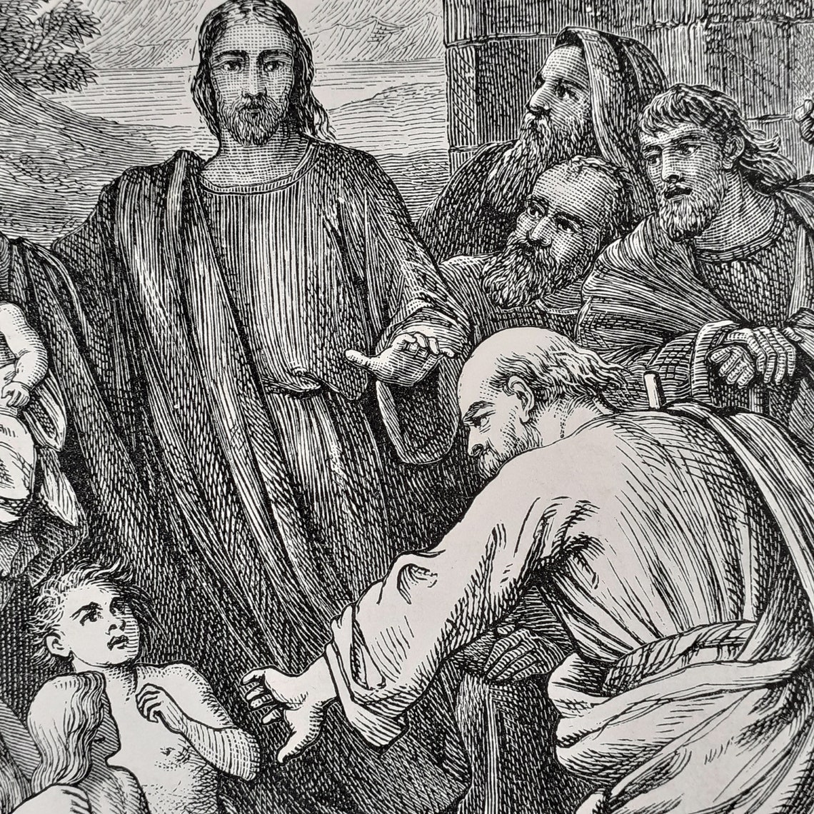 Victorian Bible Print – Jesus and Children, Matthew 19 - Etsy