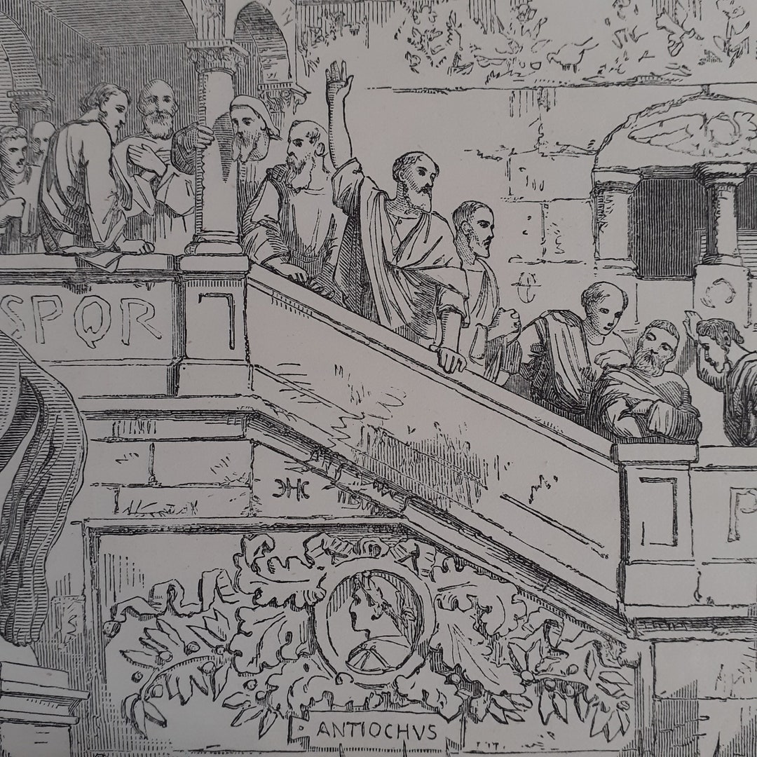 Peter Preaching at Pentecost– Vintage Victorian Bible Print – Religious ...