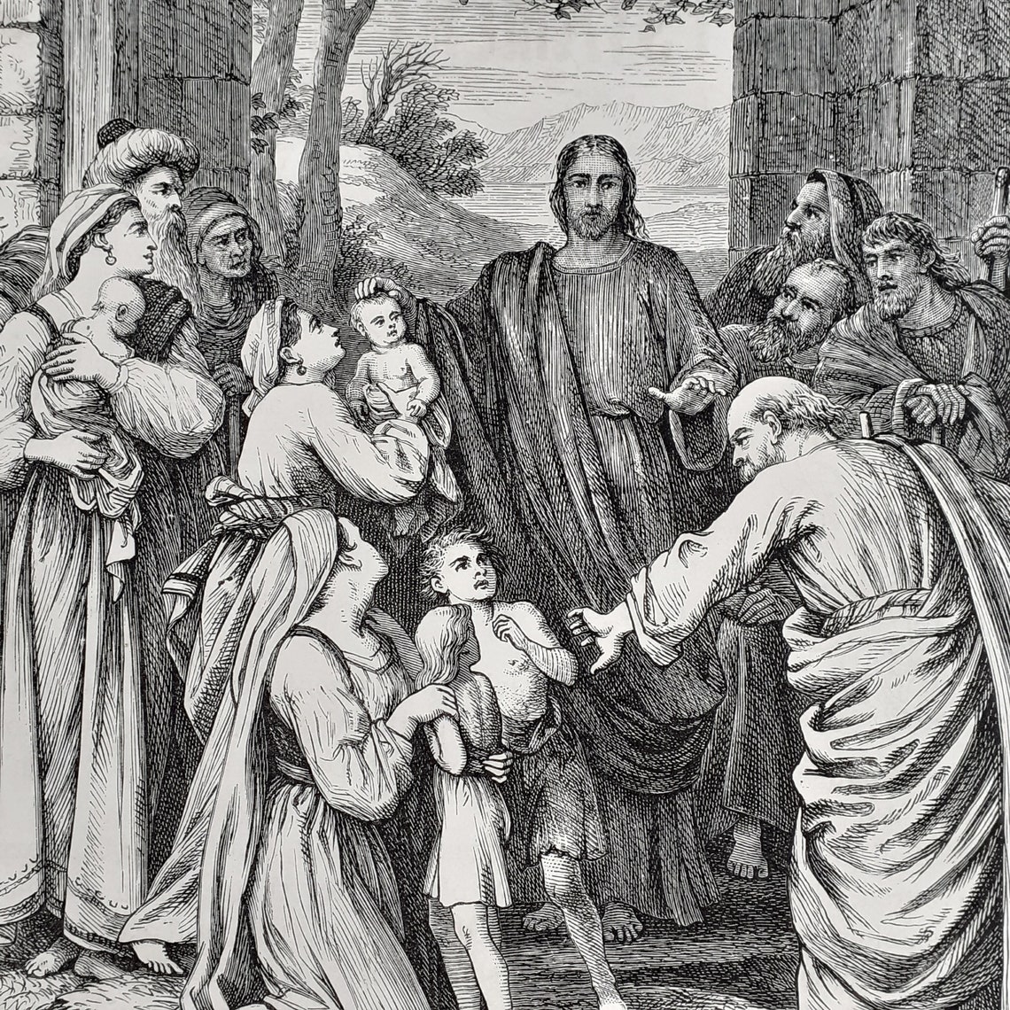 Victorian Bible Print – Jesus and Children, Matthew 19 - Etsy