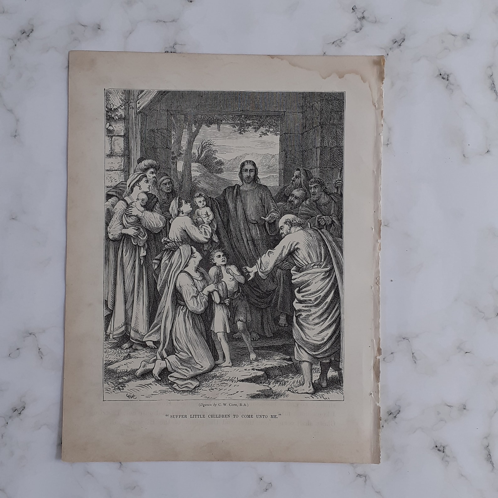 Victorian Bible Print – Jesus and Children, Matthew 19 - Etsy