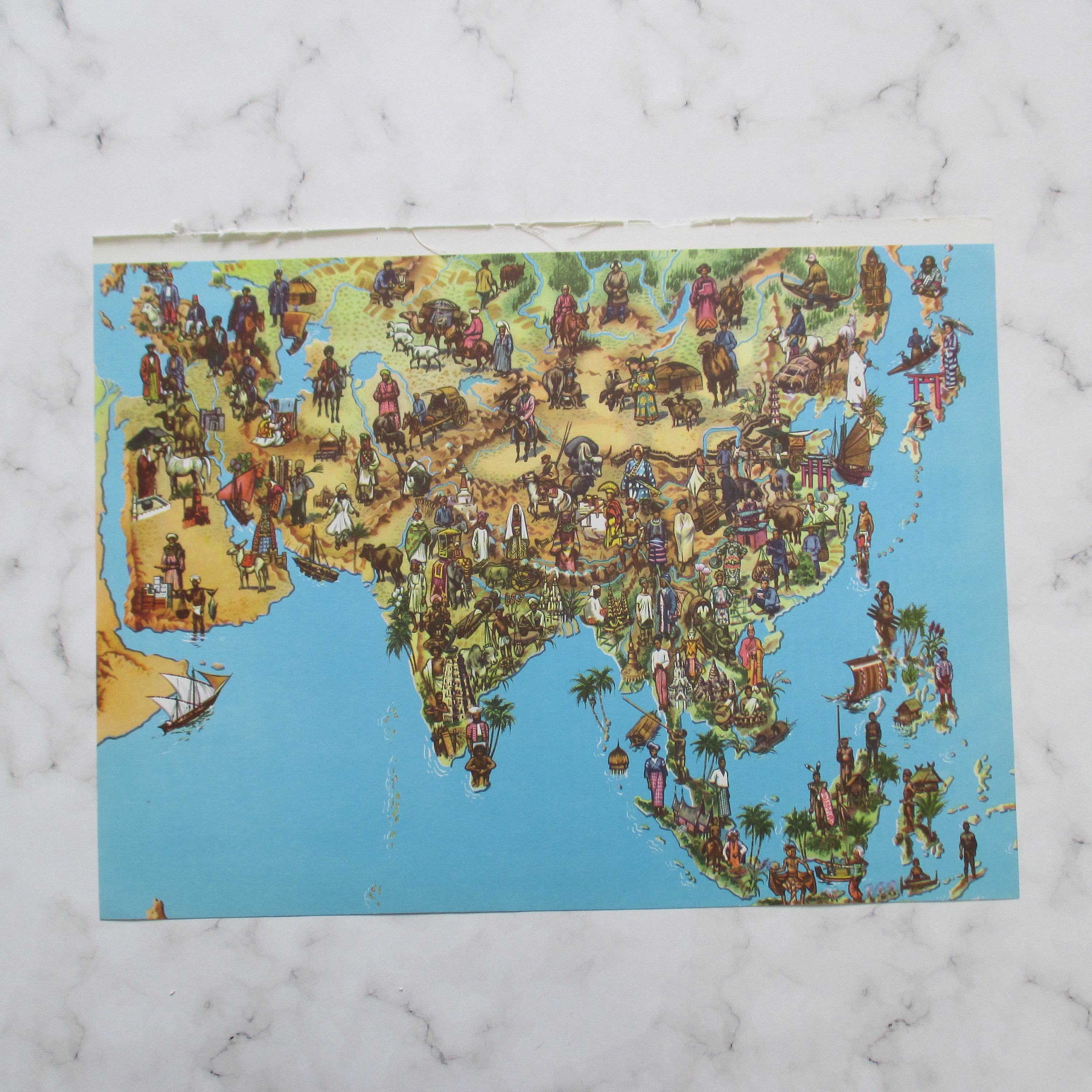 Pictorial Map: South East Asia Peoples, Domestic Animals And Useful ...