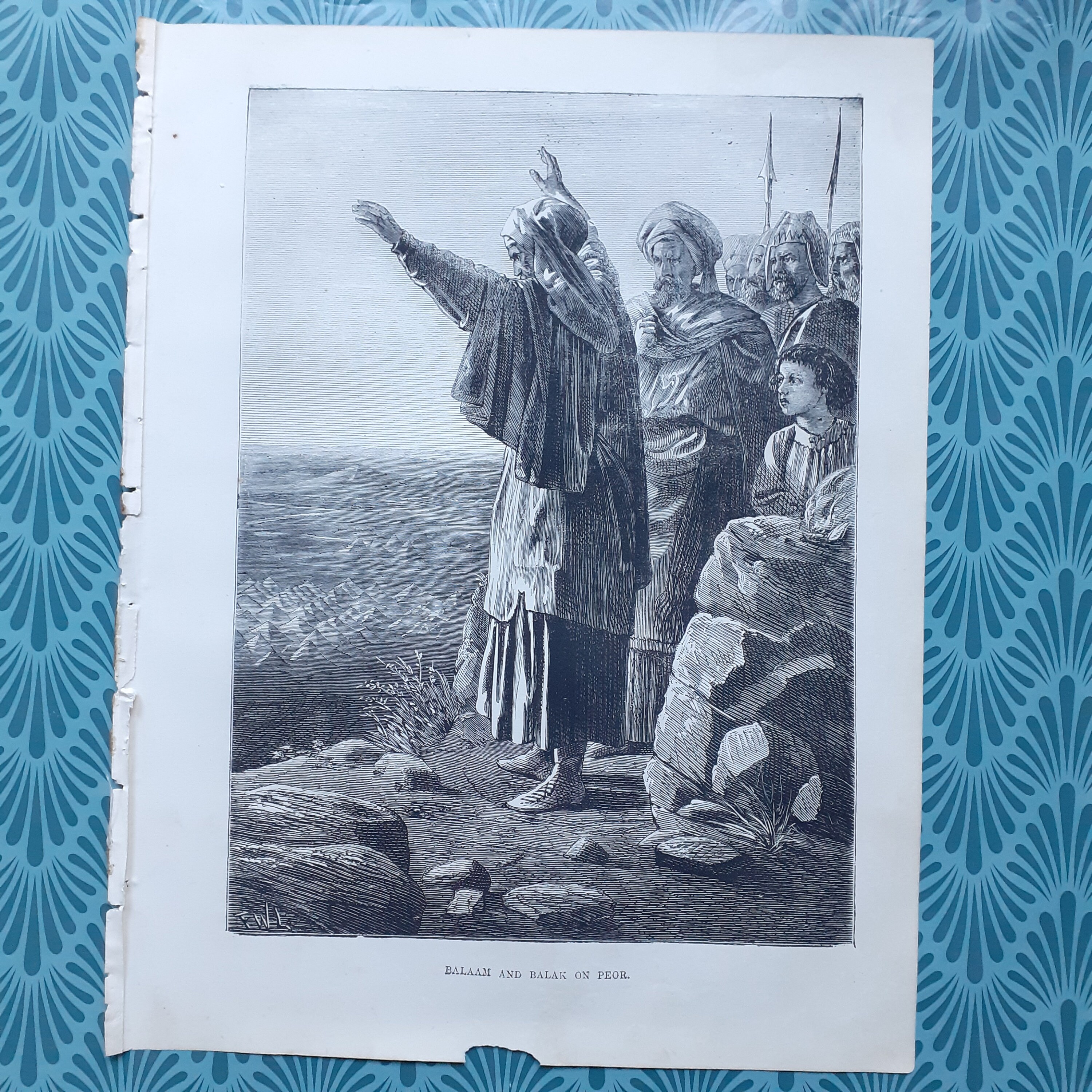 Blessings and Curses Balaam & Balak on Peor Victorian Bible Etching ...
