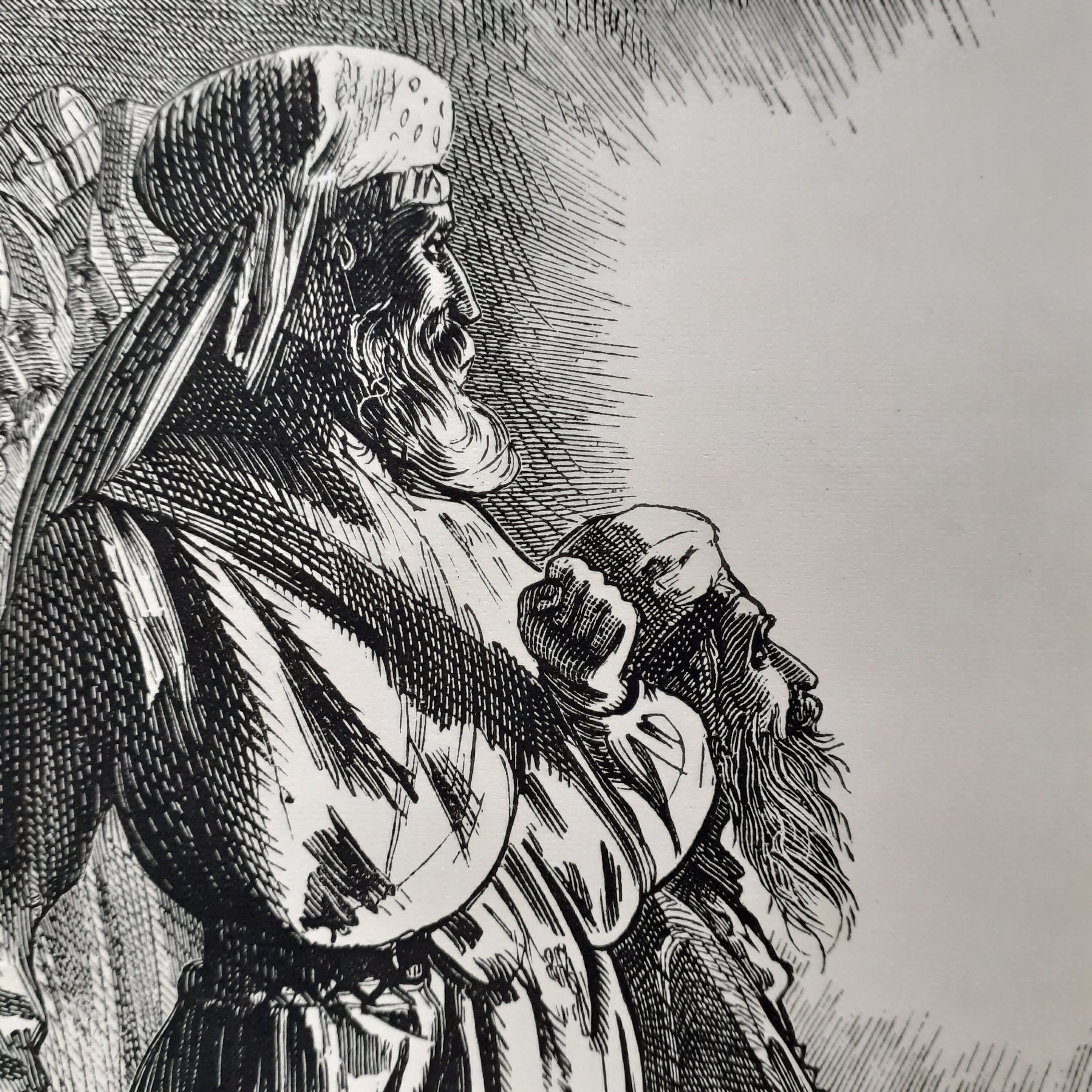 Moisés y Aarón intercediendo por Coré grabado vintage de la Biblia ...