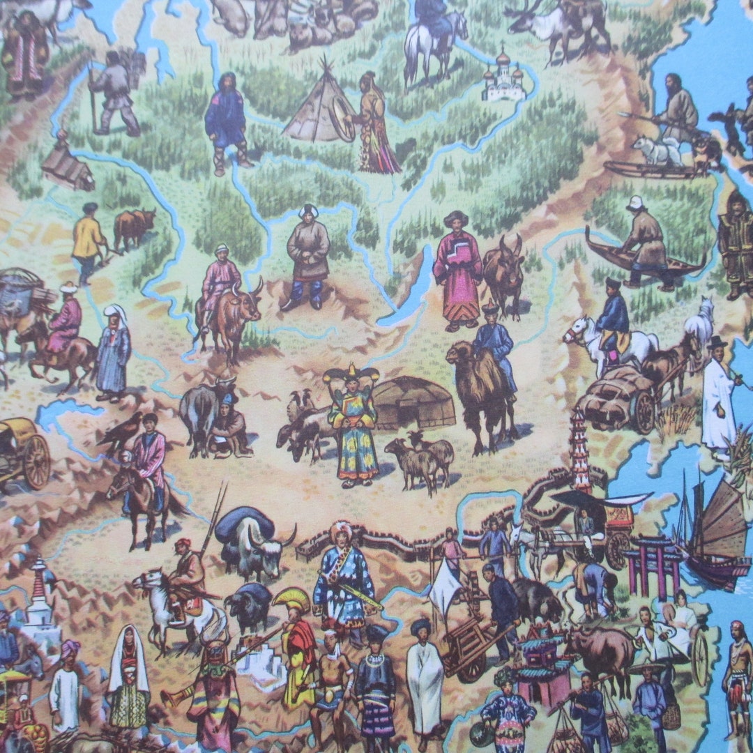 Pictorial Map: North Asia – Peoples, Domestic Animals and Useful Plants ...