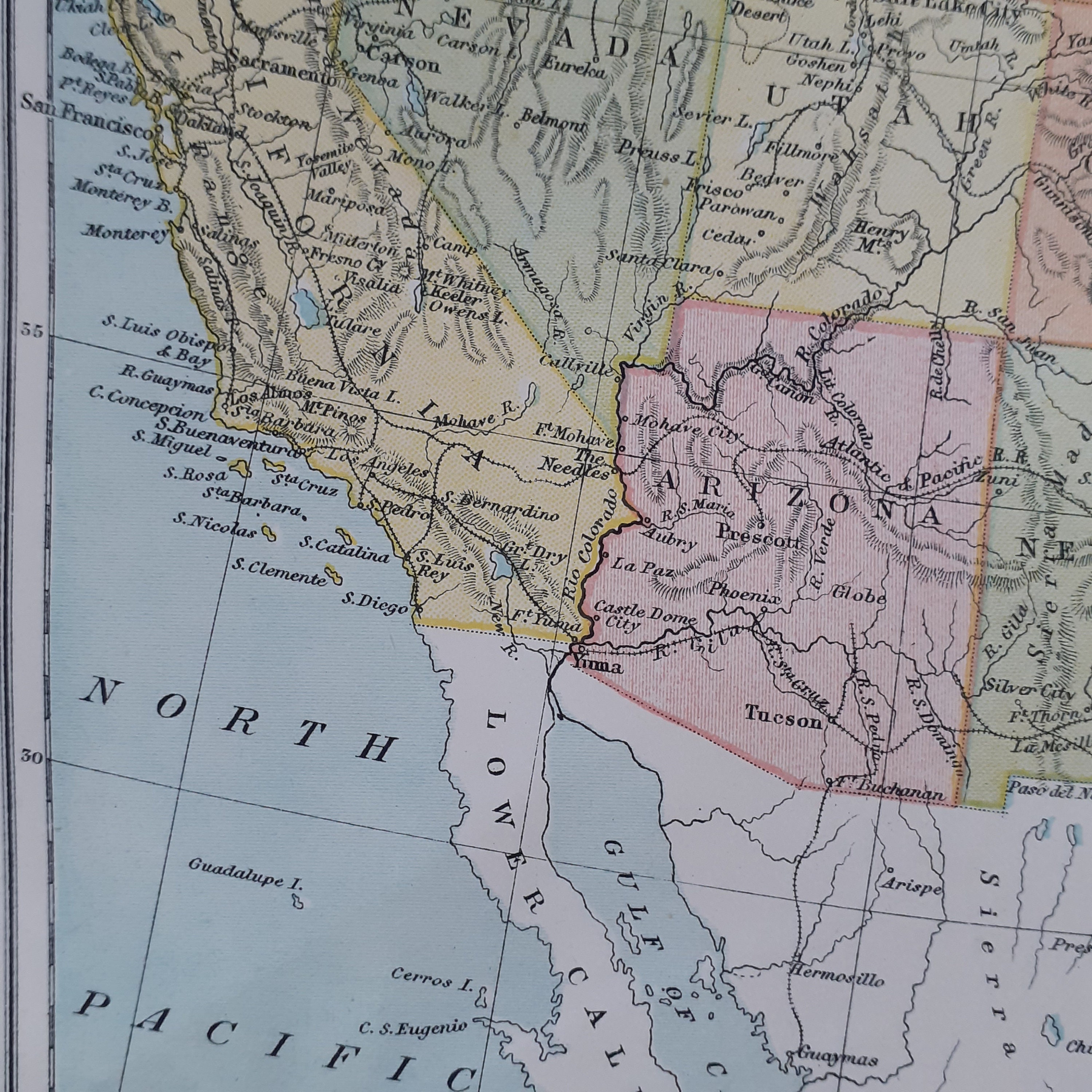 Vintage Map of USA, Ca 1900s, Victorian Map From Vintage Encyclopedia ...