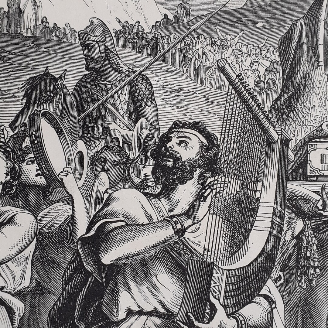Victorian Bible Etching/engraving – David Rejoicing Before the Ark by ...
