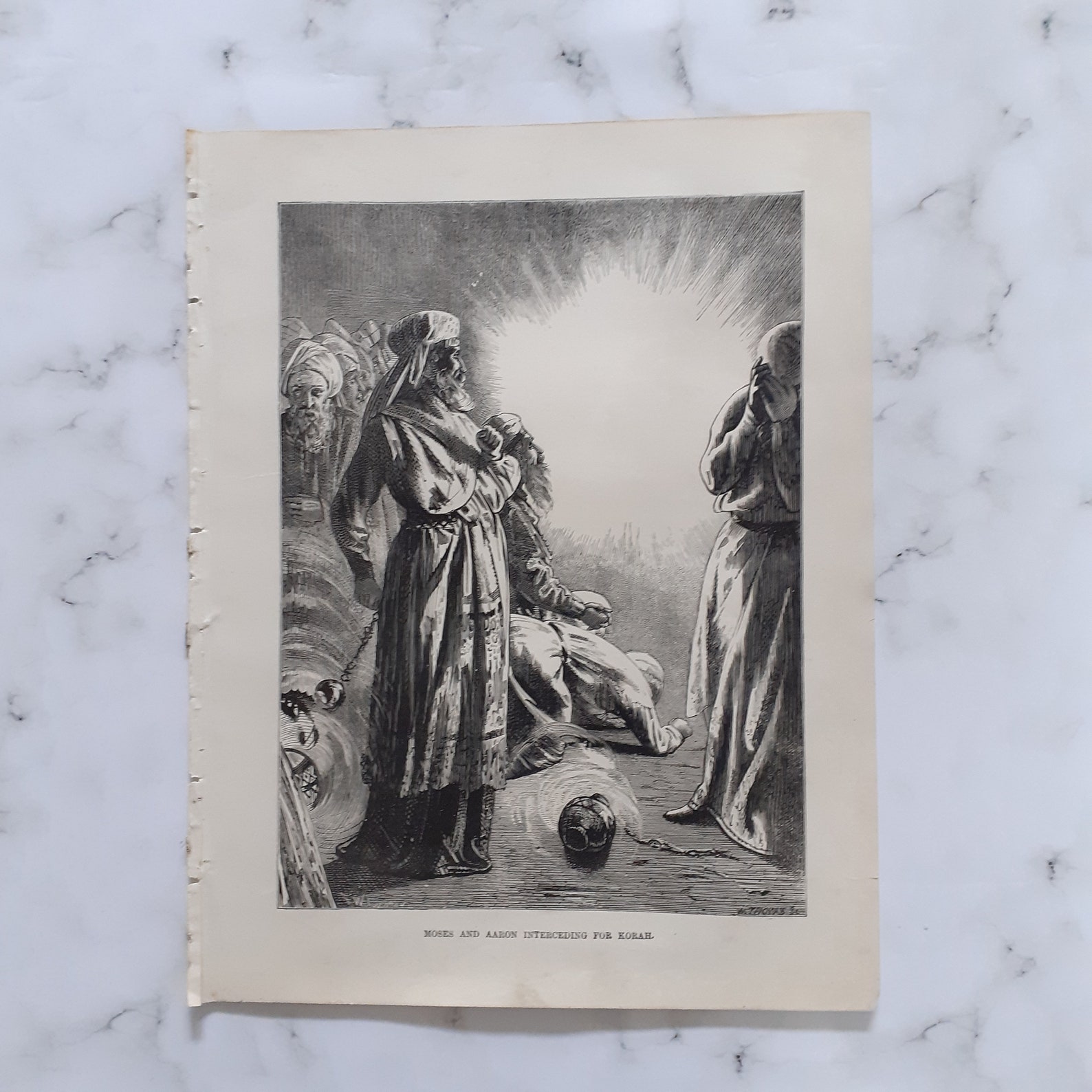Moses and Aaron Interceding for Korah – Vintage Victorian Bible Print ...