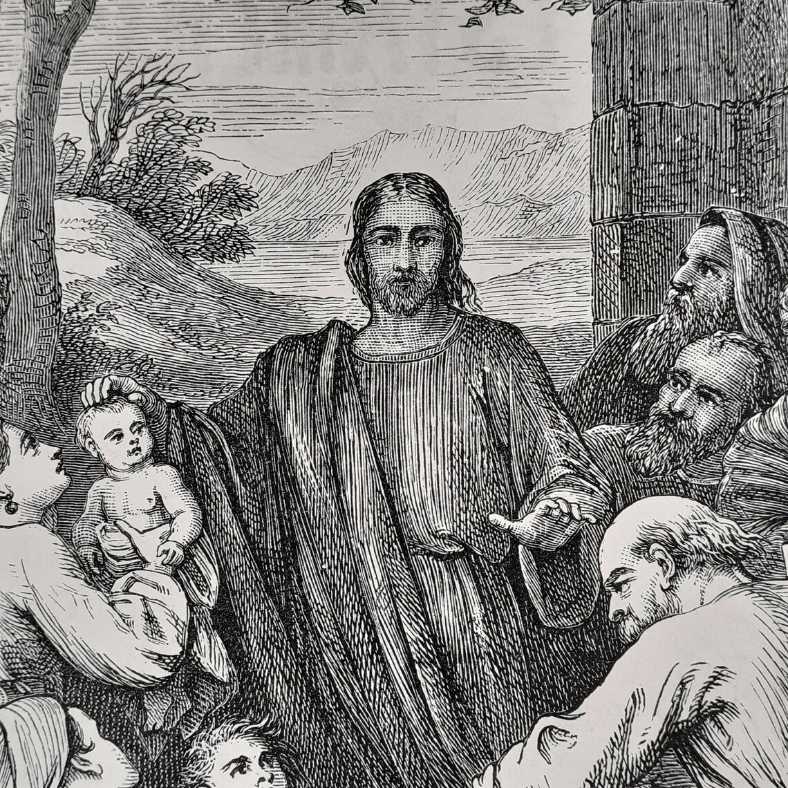 Victorian Bible Print – Jesus and Children, Matthew 19 - Etsy