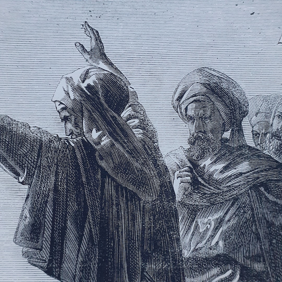 Blessings and Curses Balaam & Balak on Peor Victorian Bible Etching ...