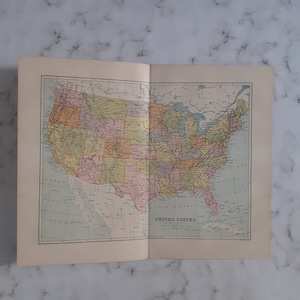 Vintage Map of USA, Ca 1900s, Victorian Map From Vintage Encyclopedia ...