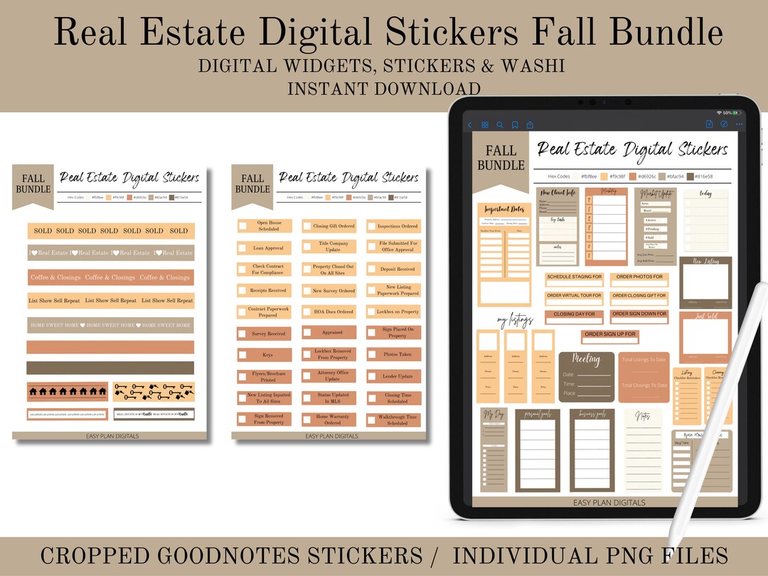 Real Estate Digital Stickers, Fall Sticker Bundle, Stickers, Instant ...