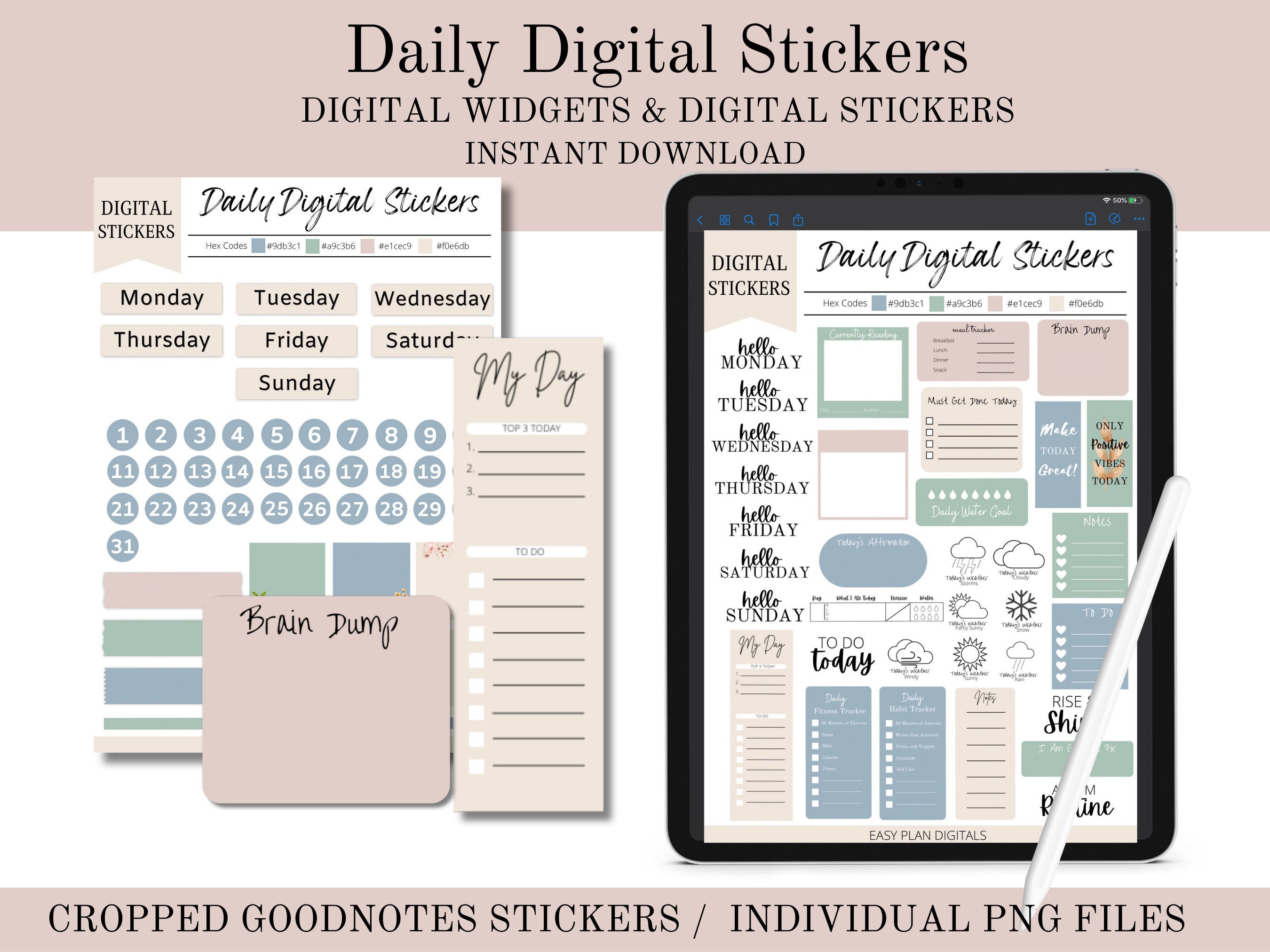 Digital Stickers, Widgets, Stickers, Date Dots, Instant Download ...
