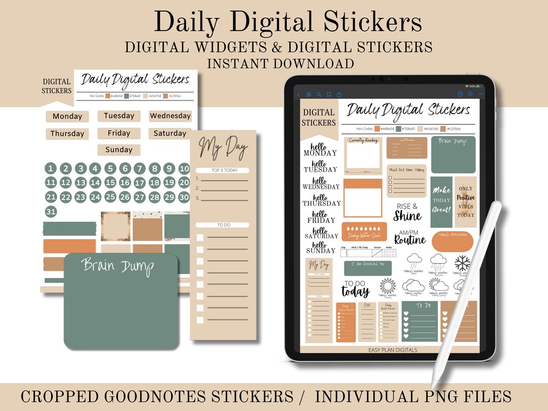 Digital Stickers, Widgets, Stickers, Date Dots, Instant Download ...