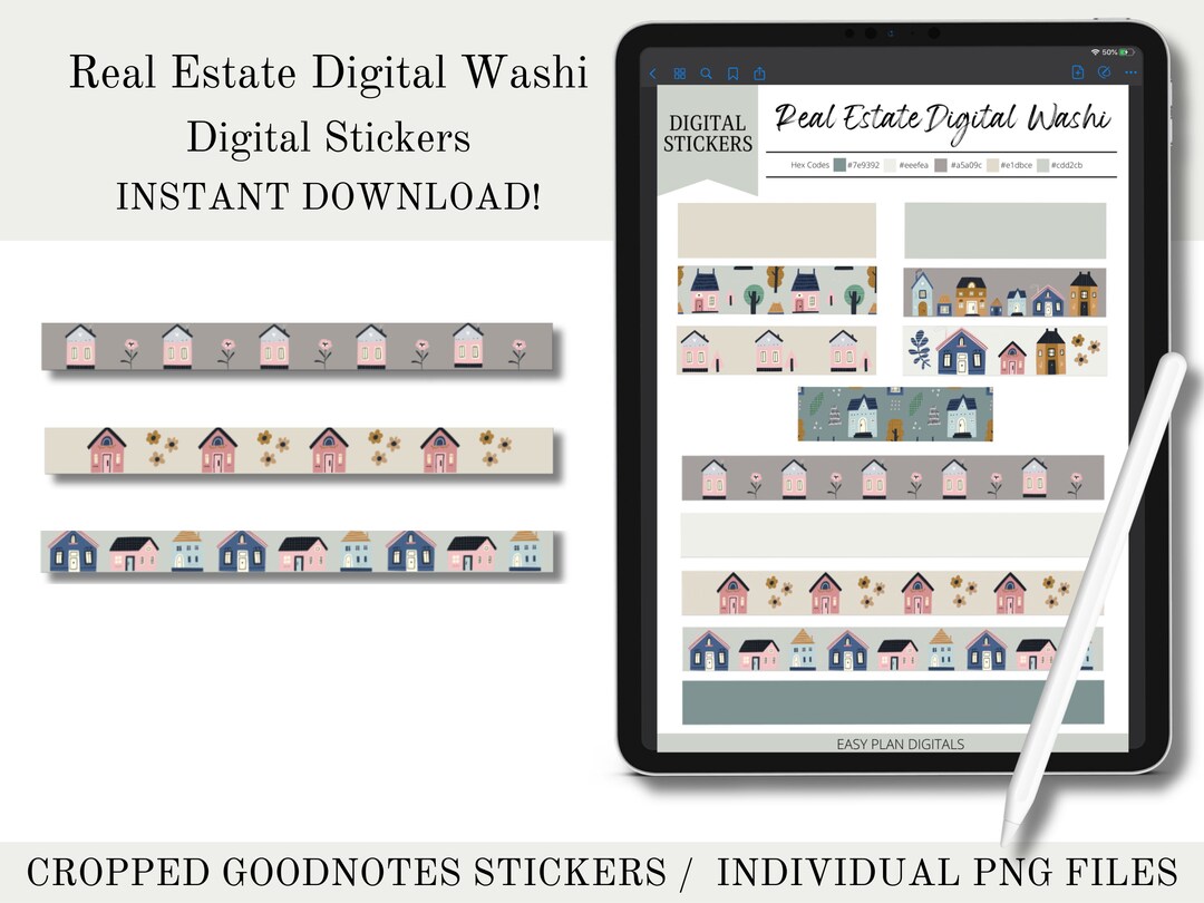 Real Estate Digital Washi, Digital Stickers, Real Estate Stickers ...