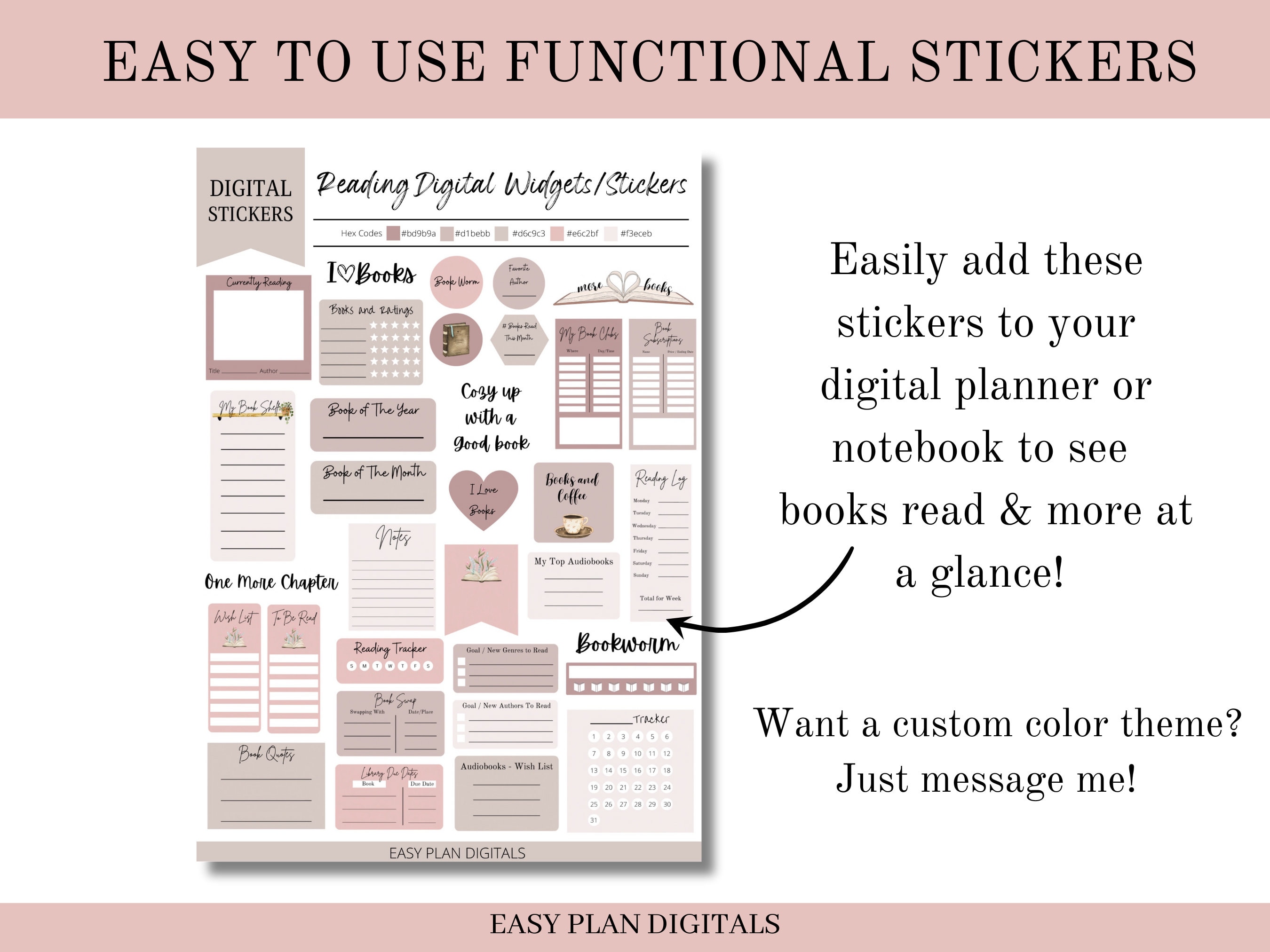 Reading Themed Stickers, Digital Stickers, Widgets, Cropped Goodnotes ...