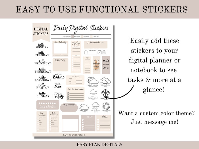 Digital Stickers, Widgets, Stickers, Date Dots, Instant Download ...