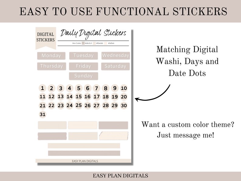 Digital Stickers, Widgets, Stickers, Date Dots, Instant Download ...